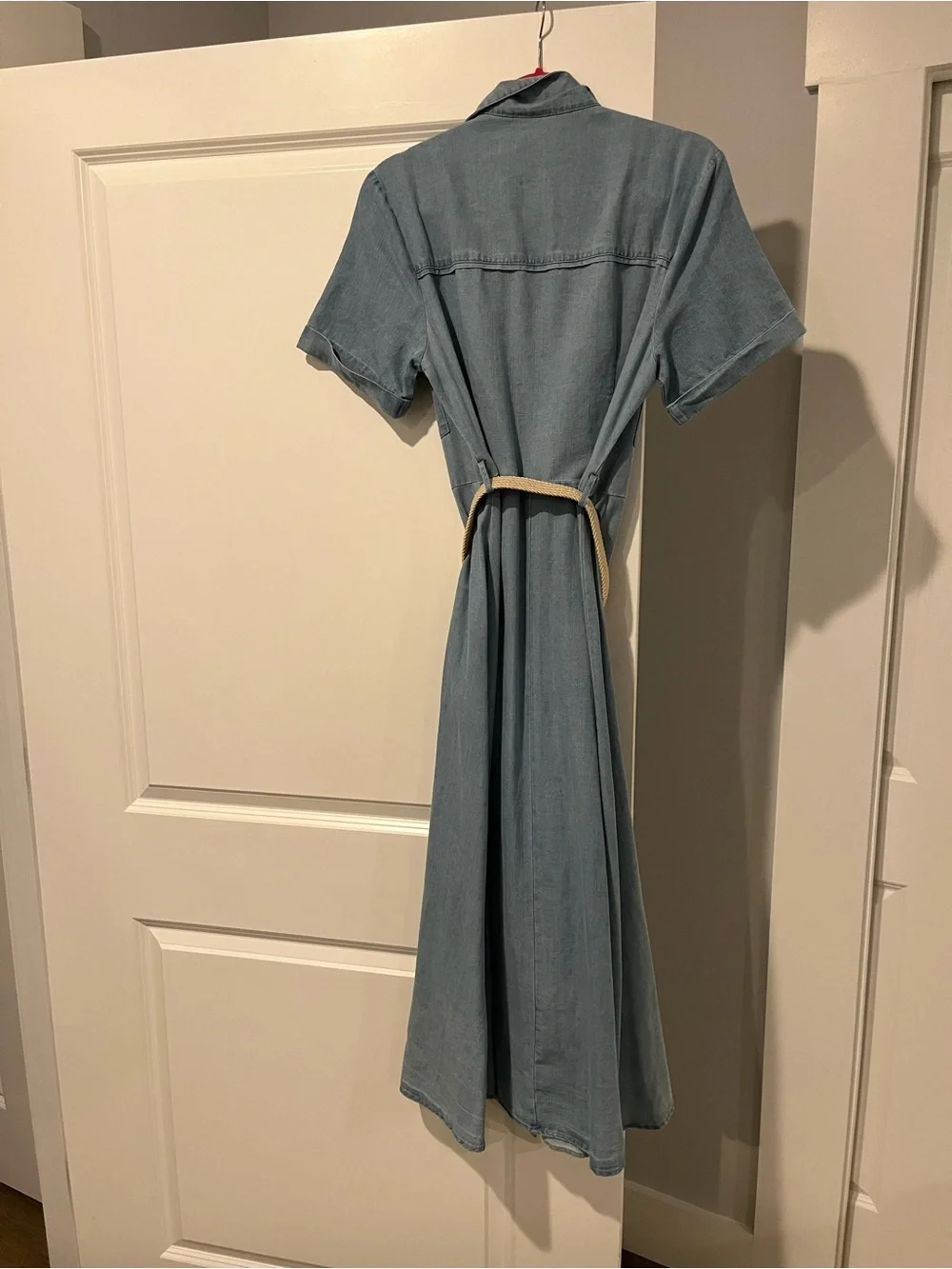 entro | Dresses | Entro Light Blue Denim Shirt Midi Dress With Belt ...